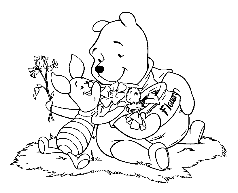 Dibujo para colorear - Piglet y Winnie the Pooh
