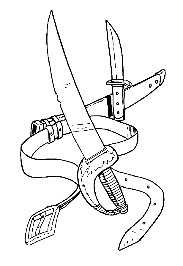 Dibujo para colorear - Daga y Espada
