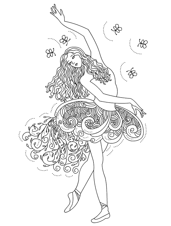 Dibujo para colorear - Bailarín de la bailarina