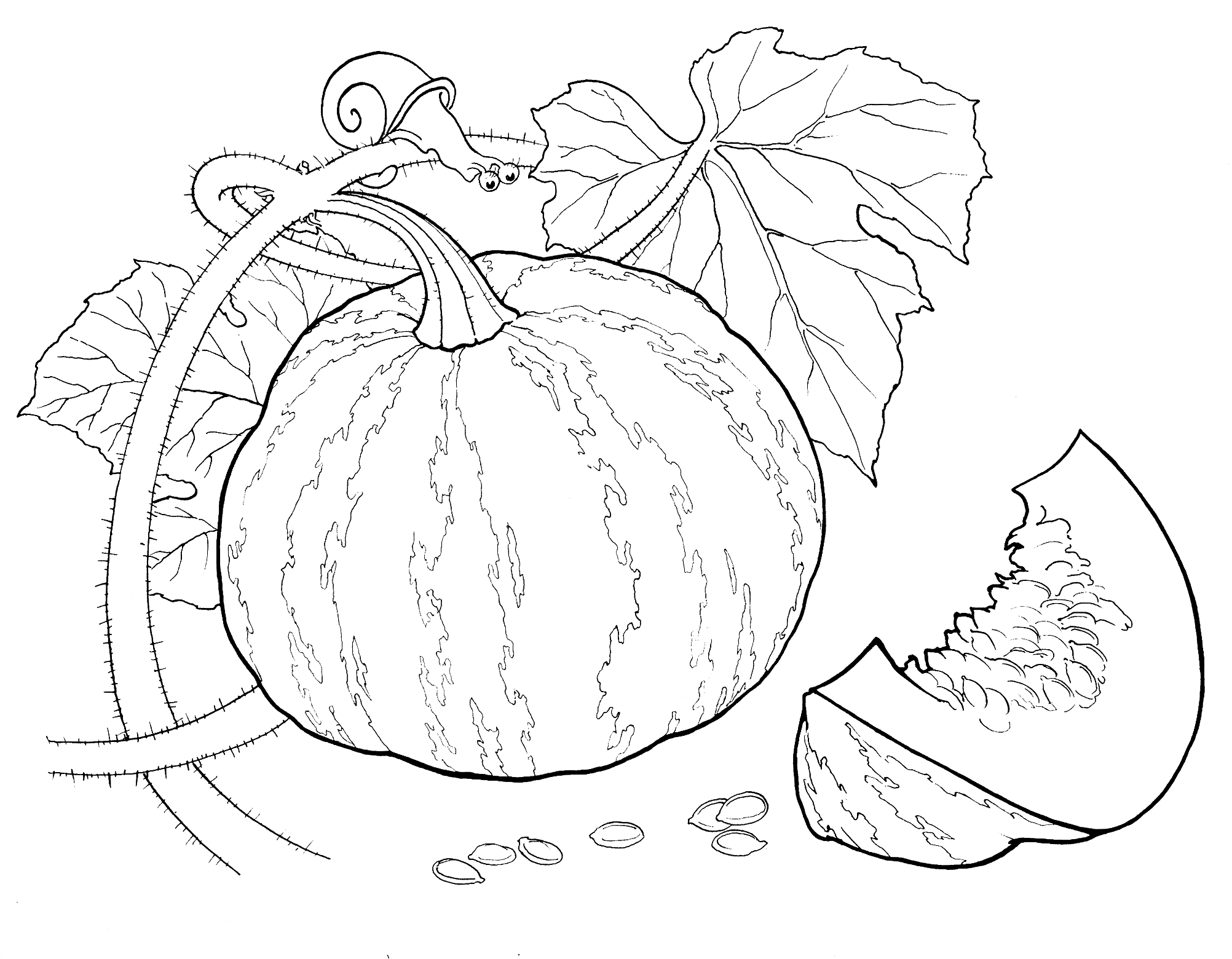 Dibujo para colorear - Calabaza en la ciudad
